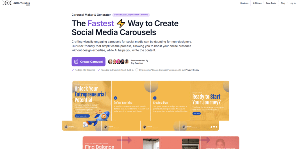 aiCarousels: AI Carousel Generator for LinkedIn, Instagram, and TikTok